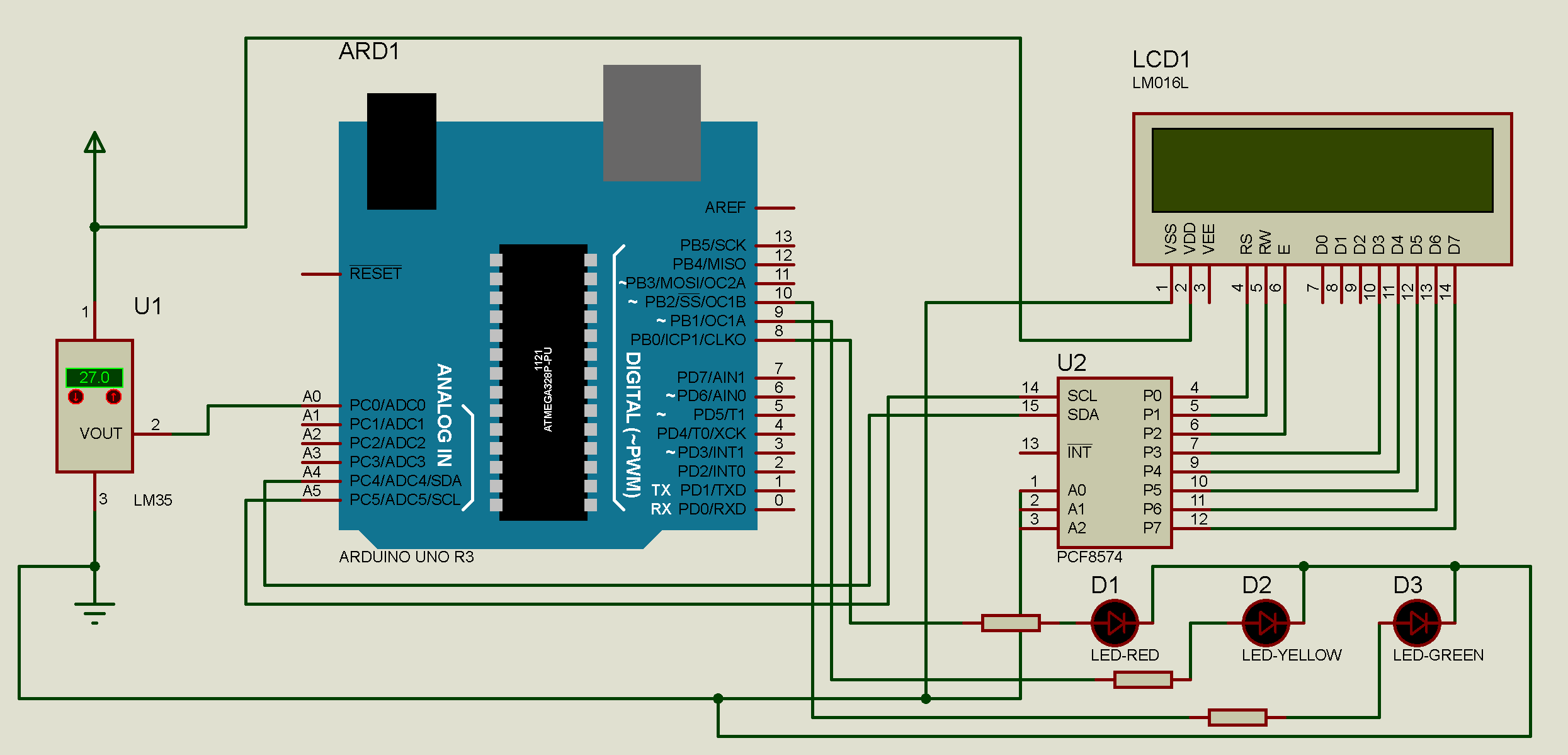 Digital Thermometerlm35 Using Arduino And I2c Lcd Display In Proteus 2044